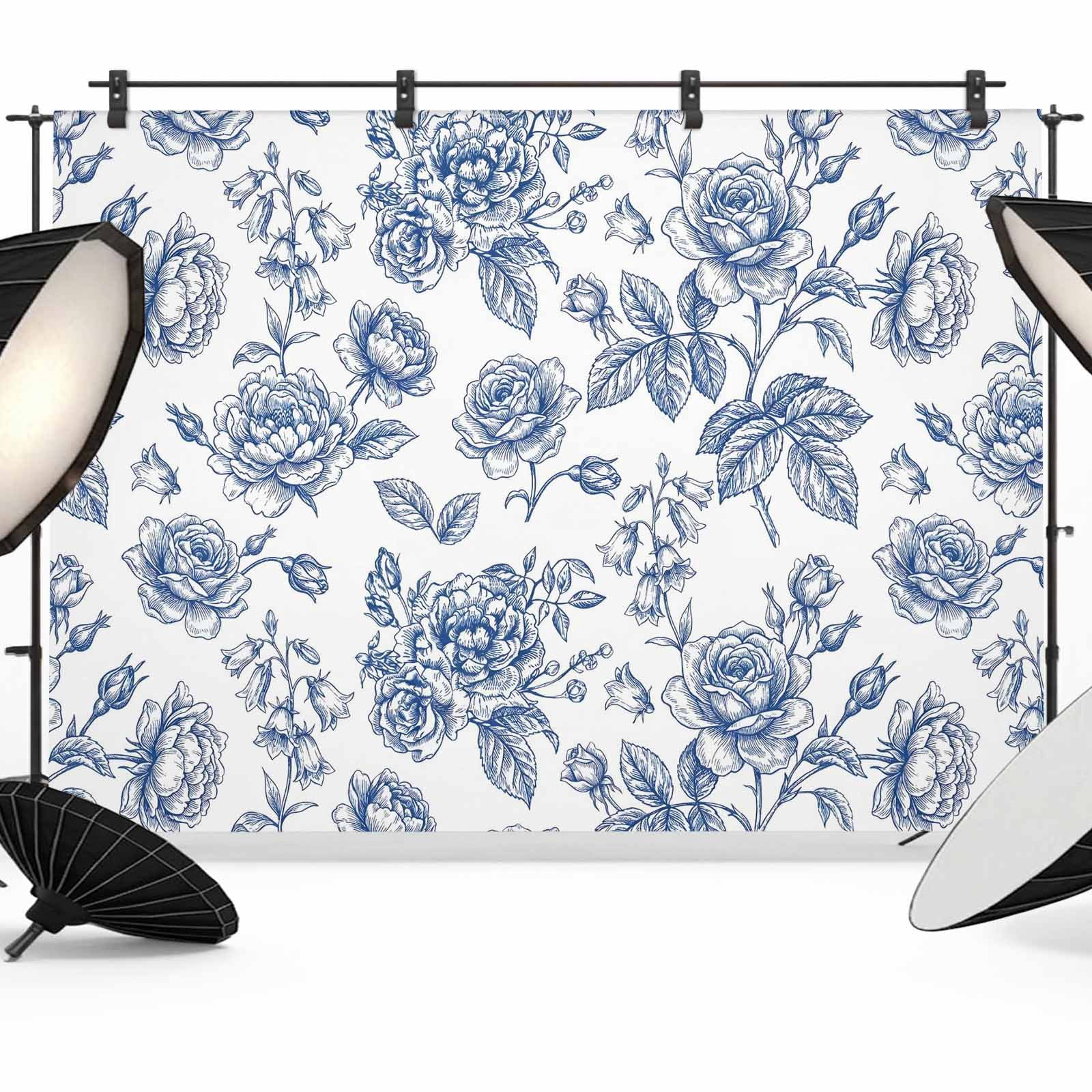 Spring Blue Rose Backdrop for Photography, Country Vintage Pastoral ...