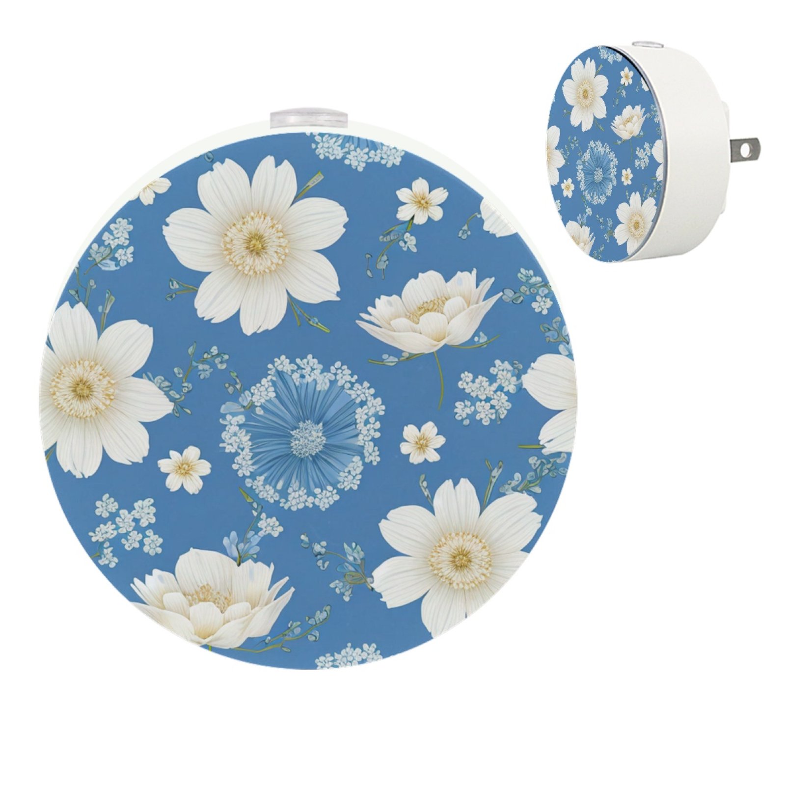 Spring Blue White Floral Automatic night lights plug into wall Dusk to ...