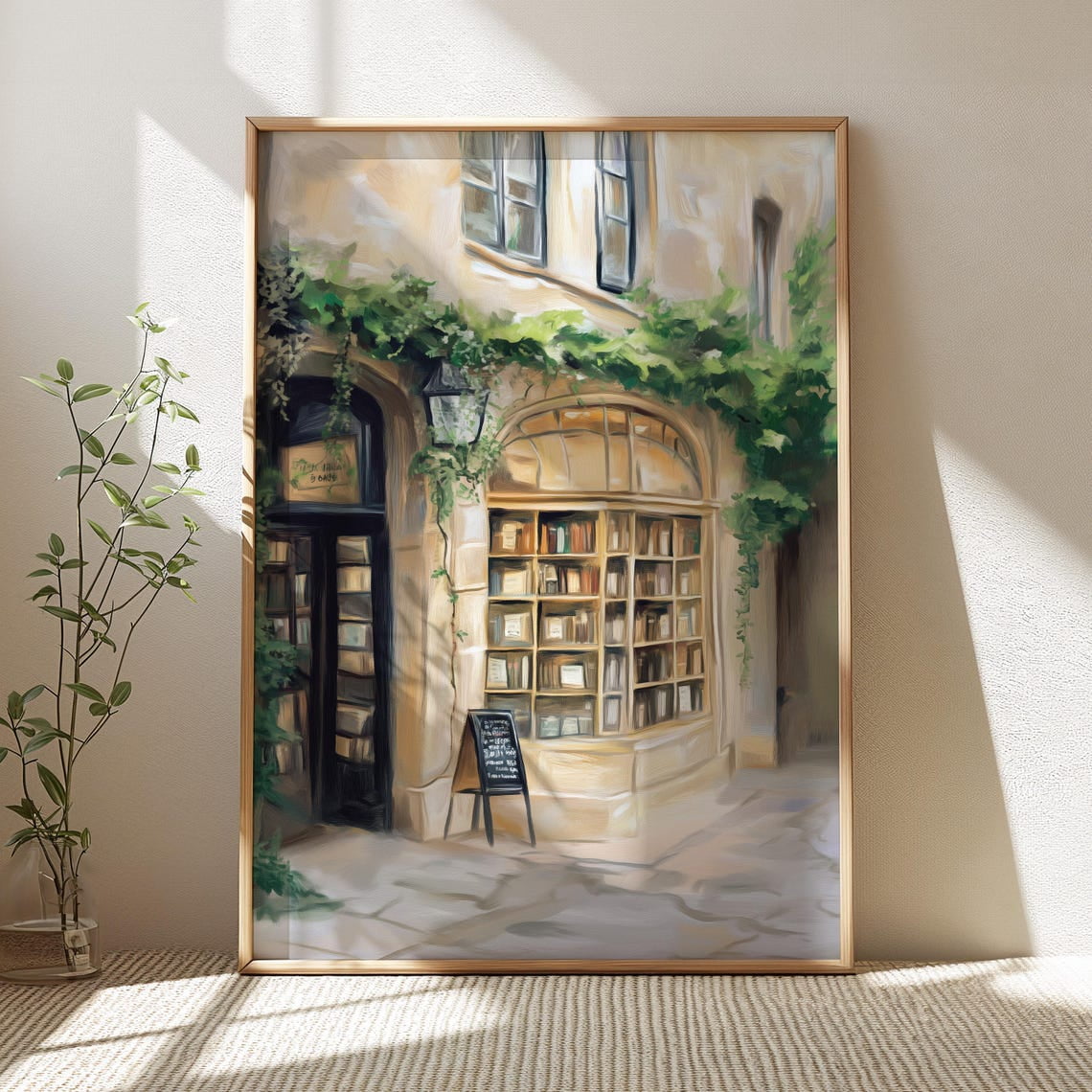 Spring Bookstore Wall Art, Charming Bookshop Decor, Cozy Reading Nook ...