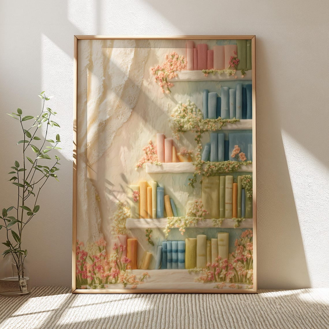 Spring Bookstore Wall Art, Charming Cottagecore Print, Cozy Reading ...