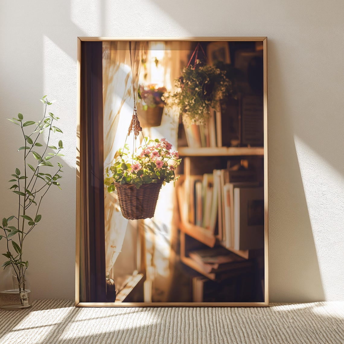 Spring Bookstore Wall Art, Floral Bookshop Decor, Cozy Reading Nook ...