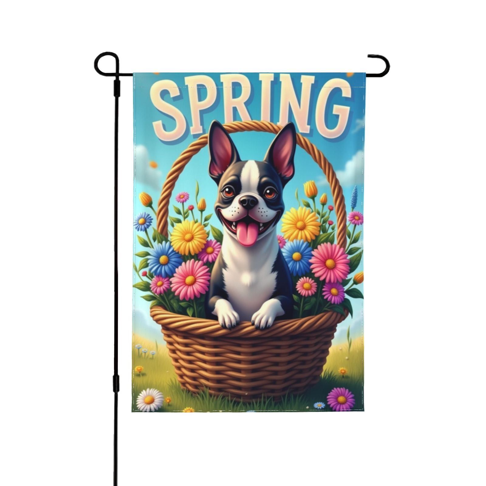 Spring Boston Terrier Garden Flag 12x18 Inch Double Sided Outdoor Yard ...