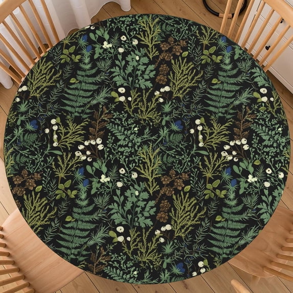 Spring Botanical Black Green Fern Plant Leaf Wild 36-40 inch Fitted ...