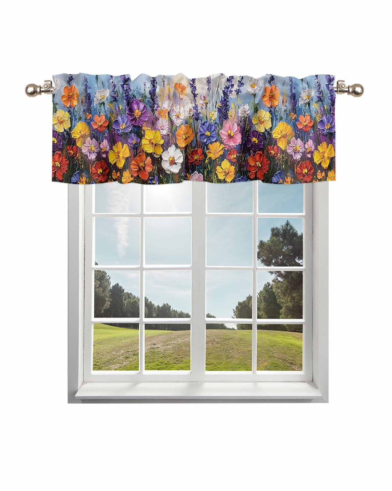 Spring Botanical Curtain Valance for Windows/Living Room/Kitchen ...