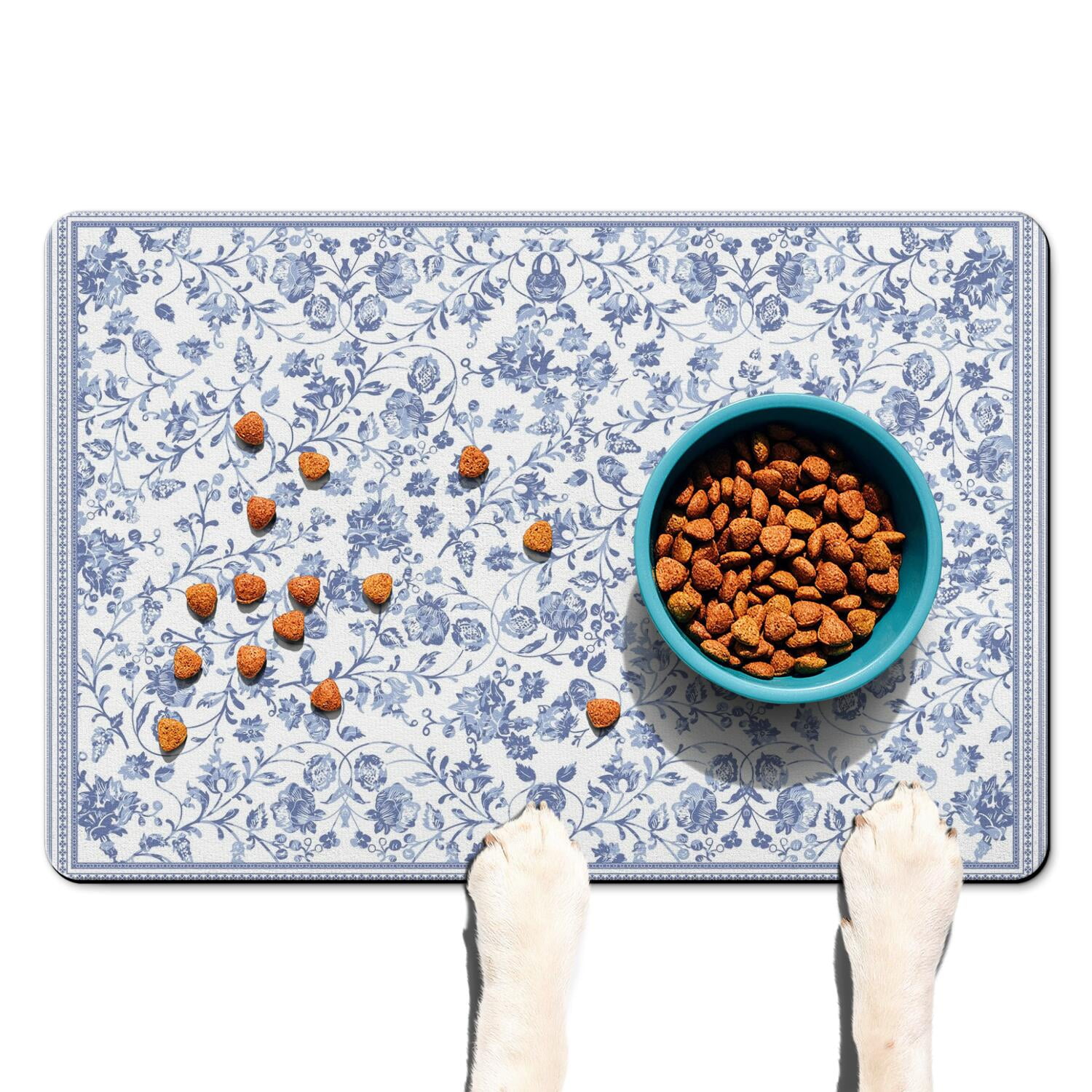 Spring Botanical Dog Food Mat – Absorbent Pet Food Mat for Messy Water ...