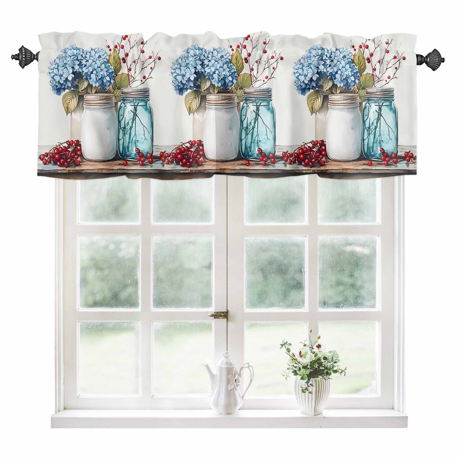 Spring Botanical Kitchen Valances for Windows 42x12 Inch Kitchen ...