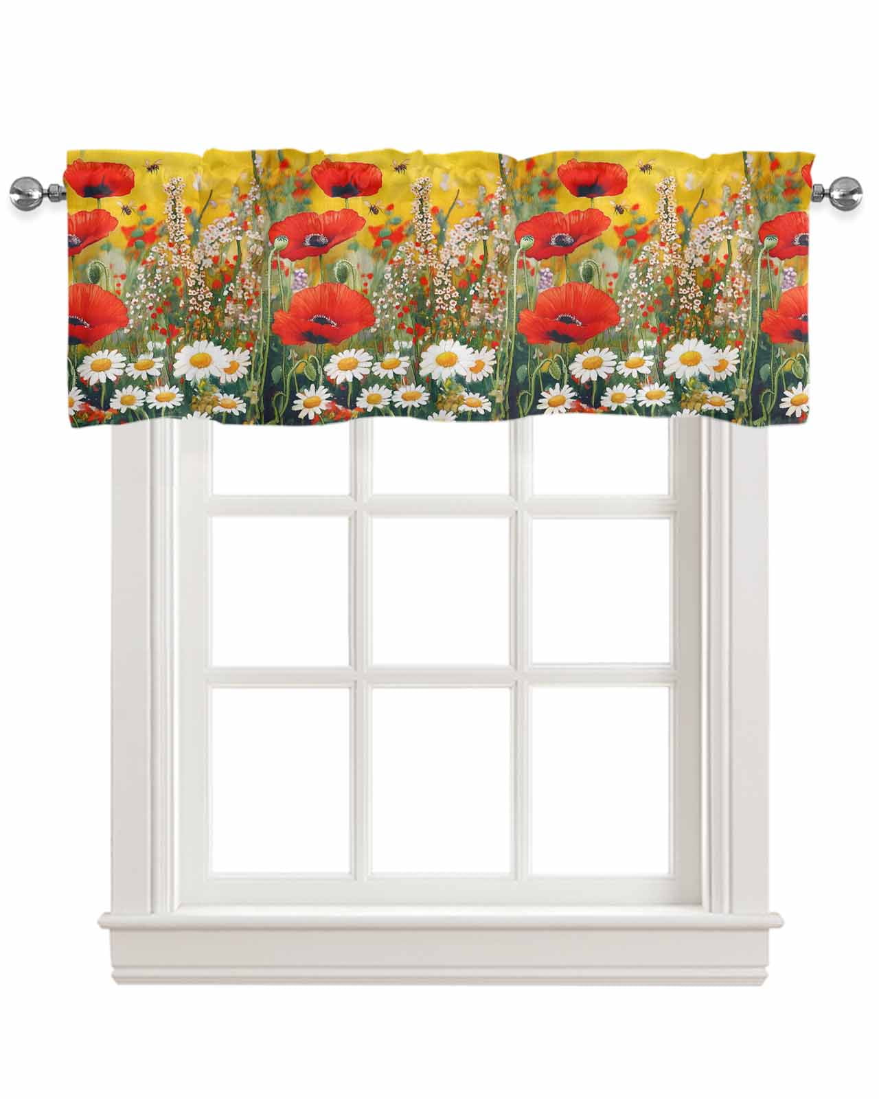 Spring Botanical Kitchen Valances for Windows Farmhouse Linen Window ...