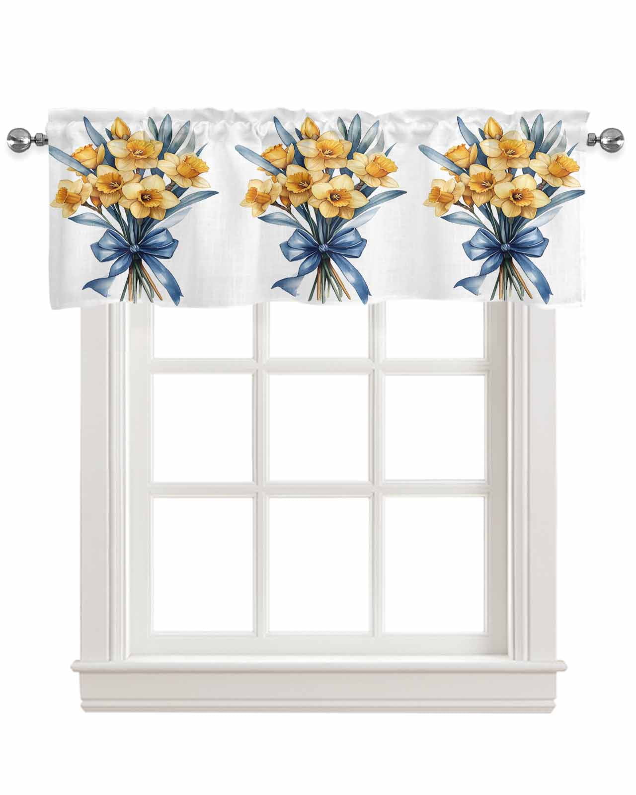 Spring Botanical Kitchen Valances for Windows Farmhouse Linen Window ...