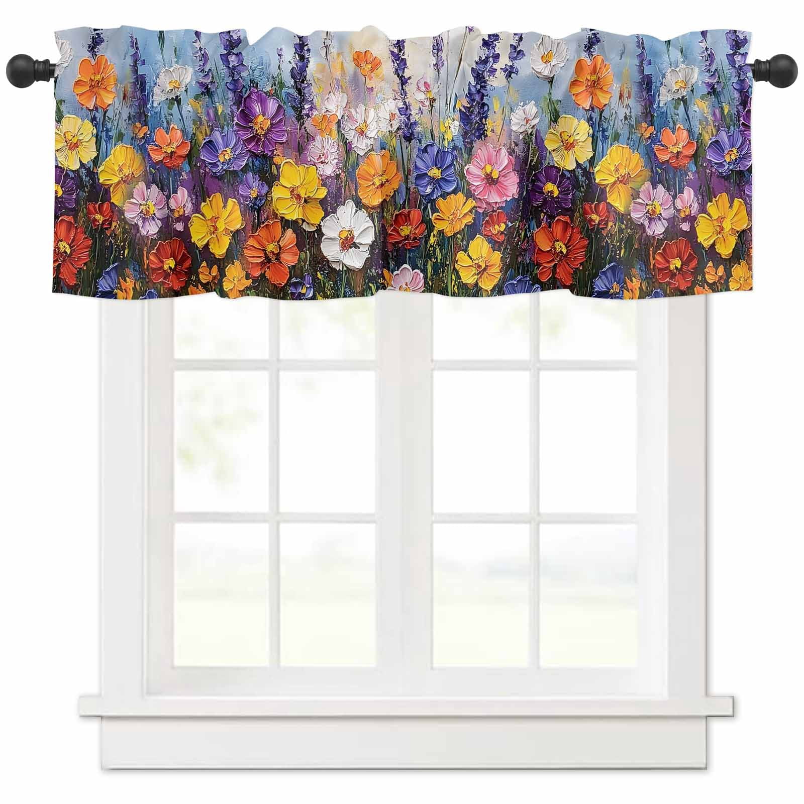 Spring Botanical Valances for Windows Farmhouse Kitchen Curtains ...