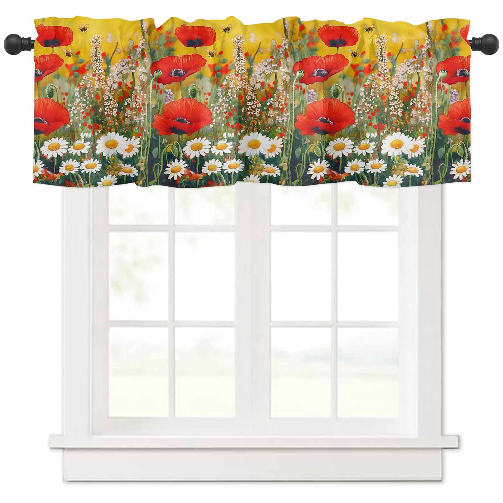 Spring Botanical Valances for Windows Farmhouse Kitchen Curtains ...