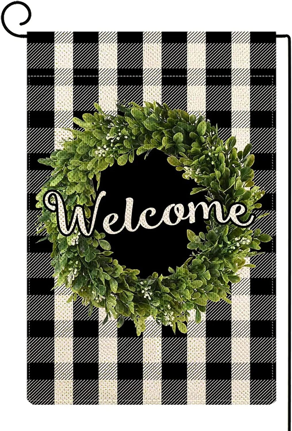 Spring Boxwood Wreath Welcome House Flag Vertical Double Sided Buffalo ...