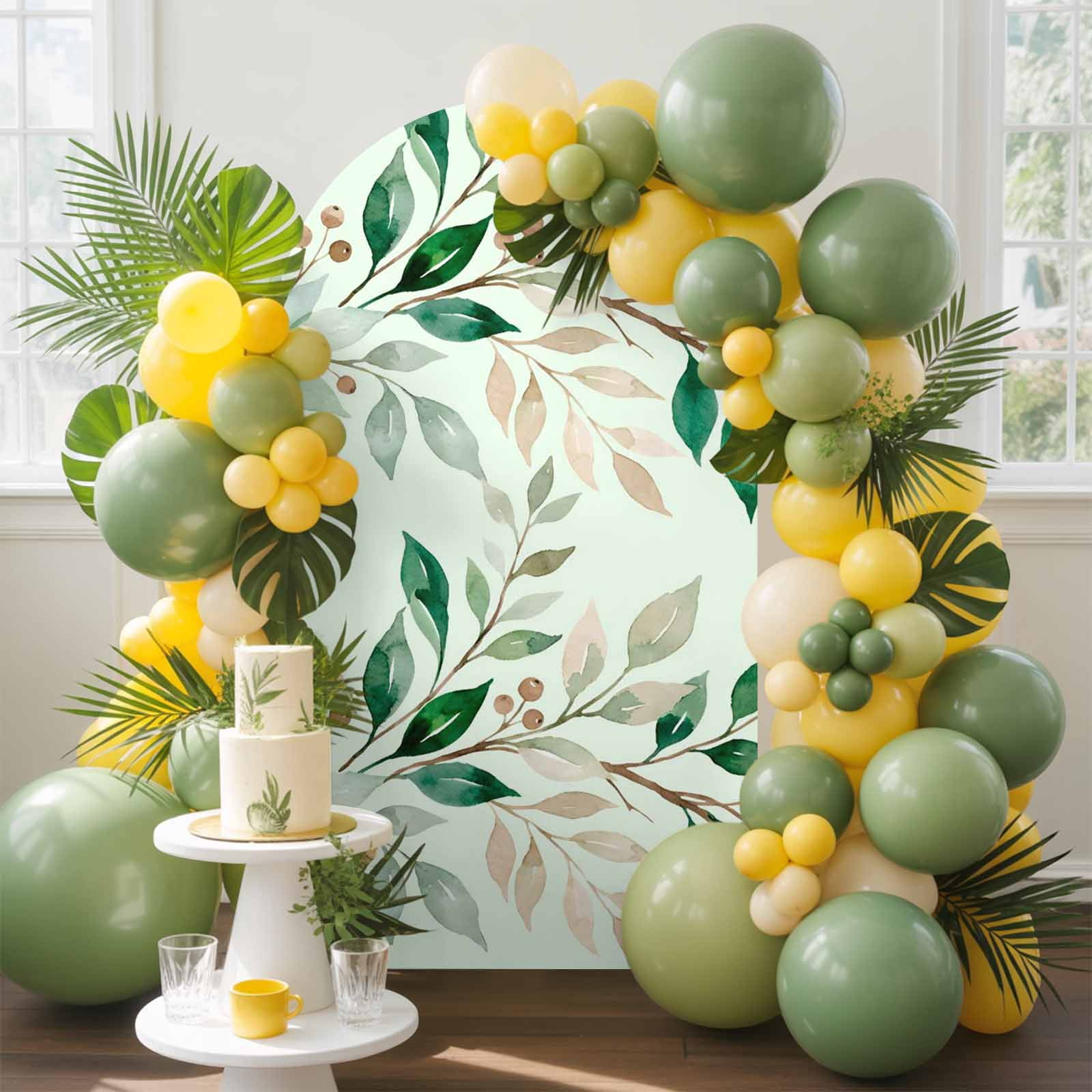 Spring Branch Arch Backdrop Cover, 6FT, Green Leaf Gradient Berry ...