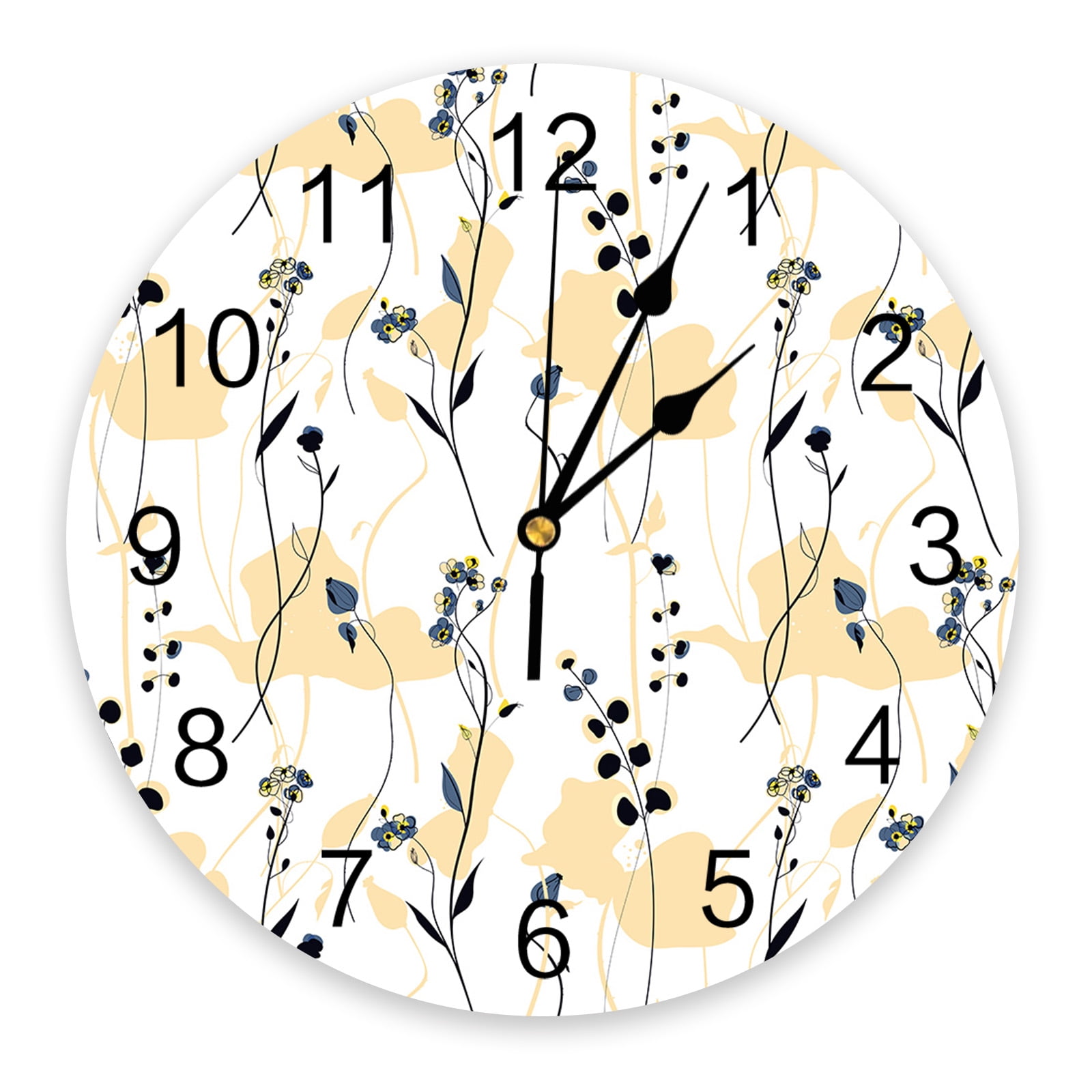 Spring Branches Flowers Texture Wall Clock For Modern Home ration Teen Room Living Room Needle ...
