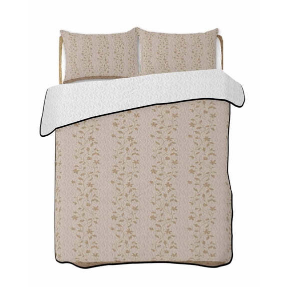 Spring Branches Quilts Bedding Set Full Size Simple Khaki Leaf Branch ...