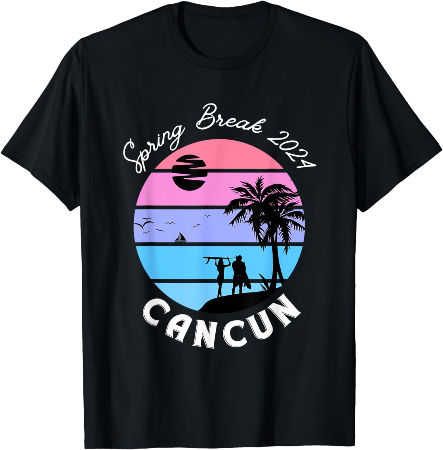 Spring Break 2024 Cancun Mexico Beach Retro Surf Vacation T-Shirt ...
