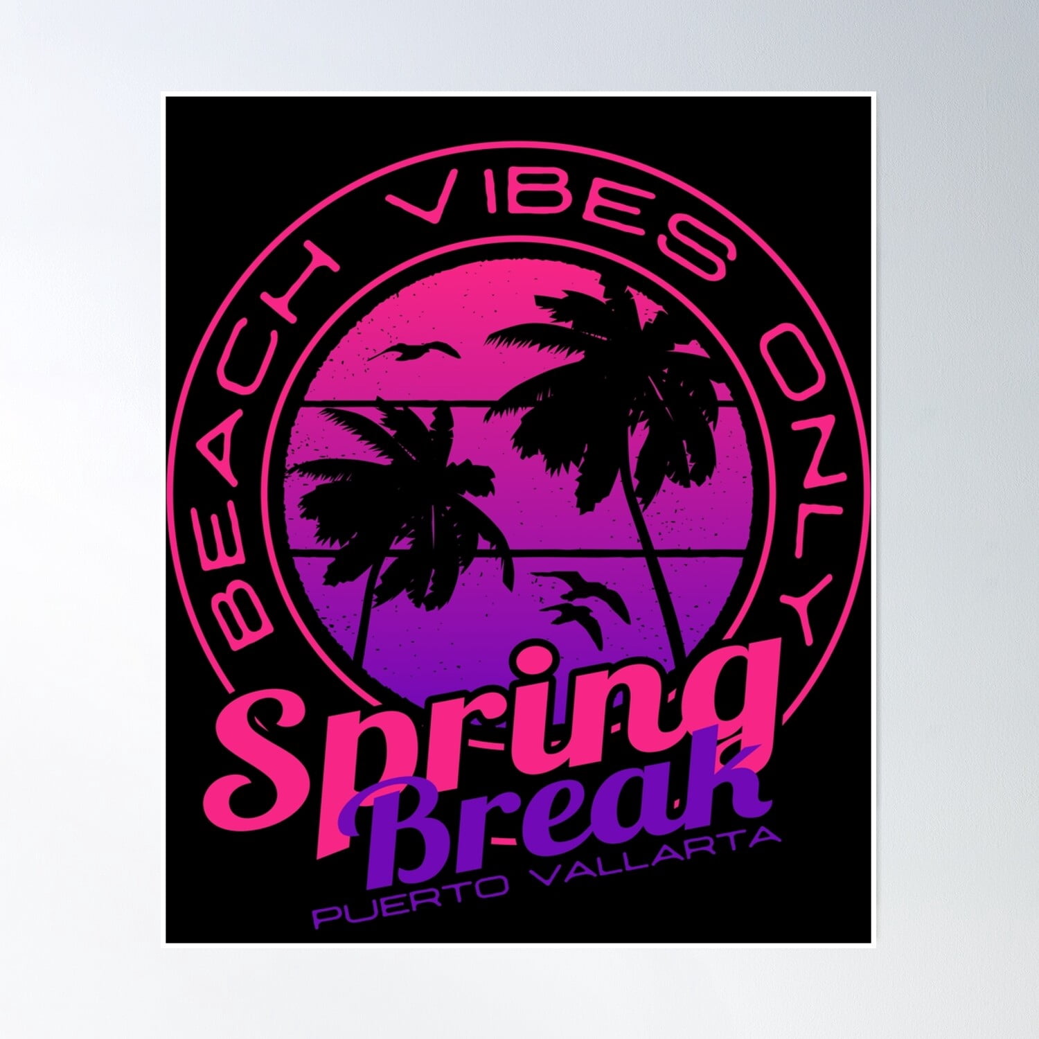 Spring Break Beach Vibes Only Puerto Vallarta Mexico Poster Wall Art ...