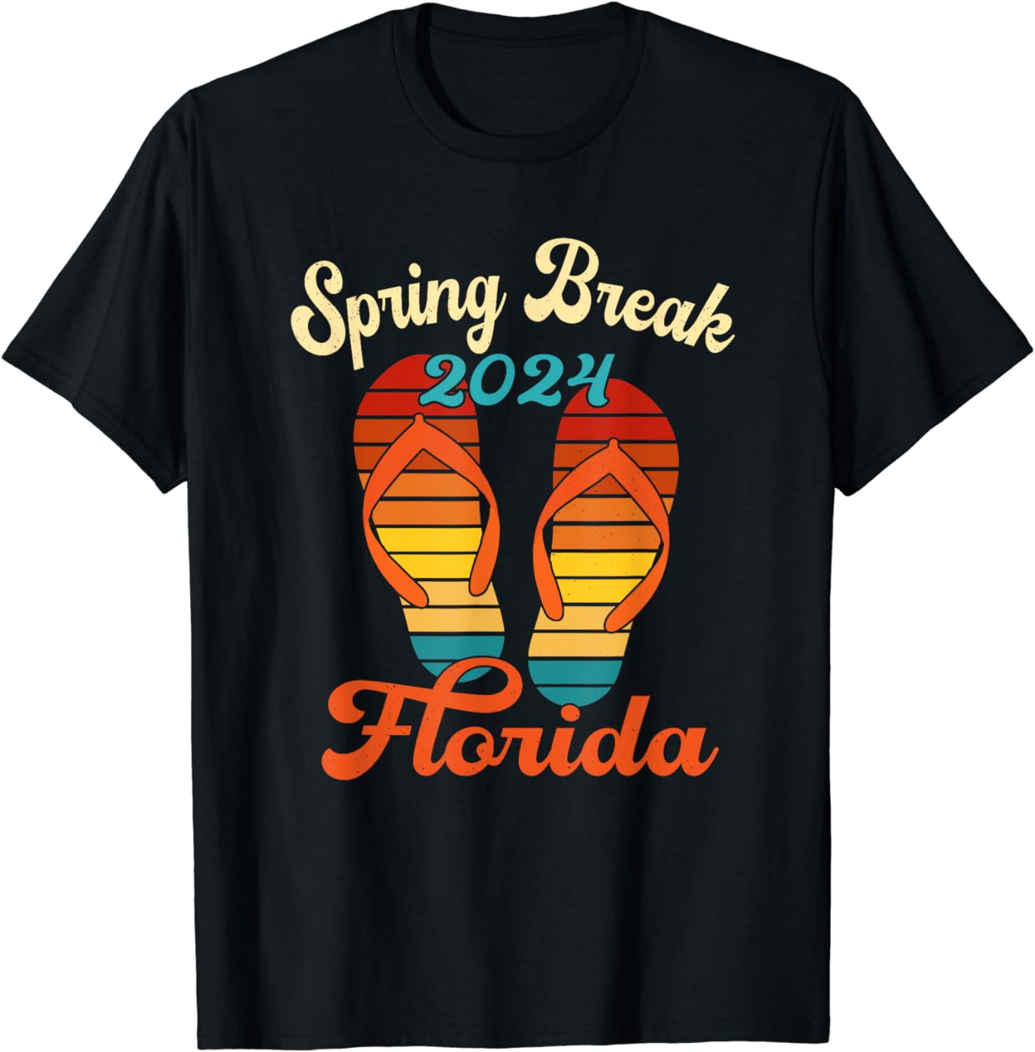 Spring Break Florida Beach 2024 Vintage Cool Flip Flops T-Shirt ...