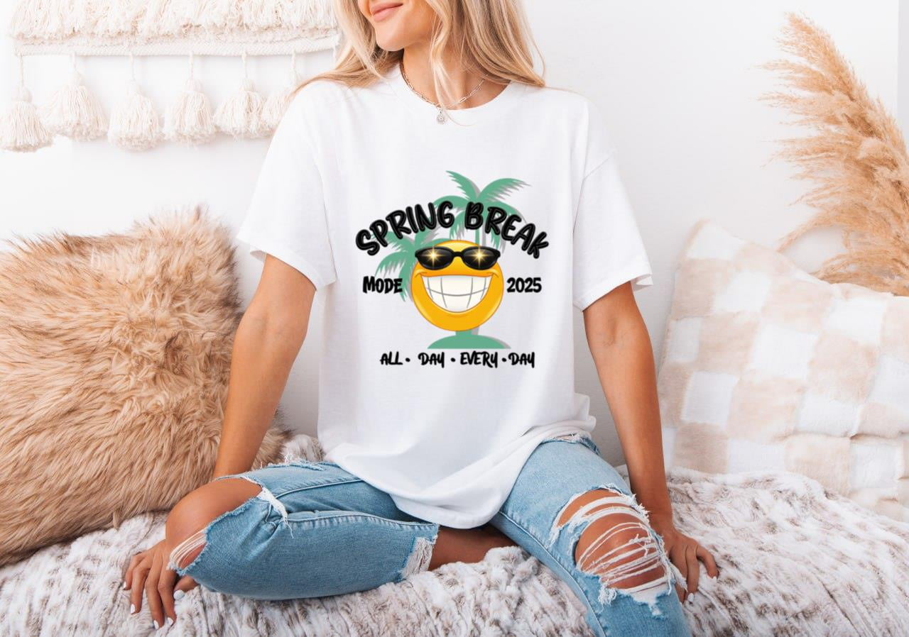 Spring Break Mode 2025 Funny T-Shirt Featuring Humorous Designs for ...