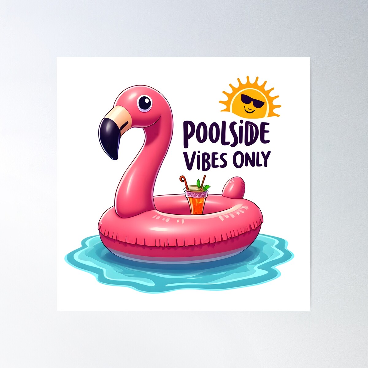Spring Break "Poolside Vibes Only" Poster Wall Art, Modern Wall Decor ...