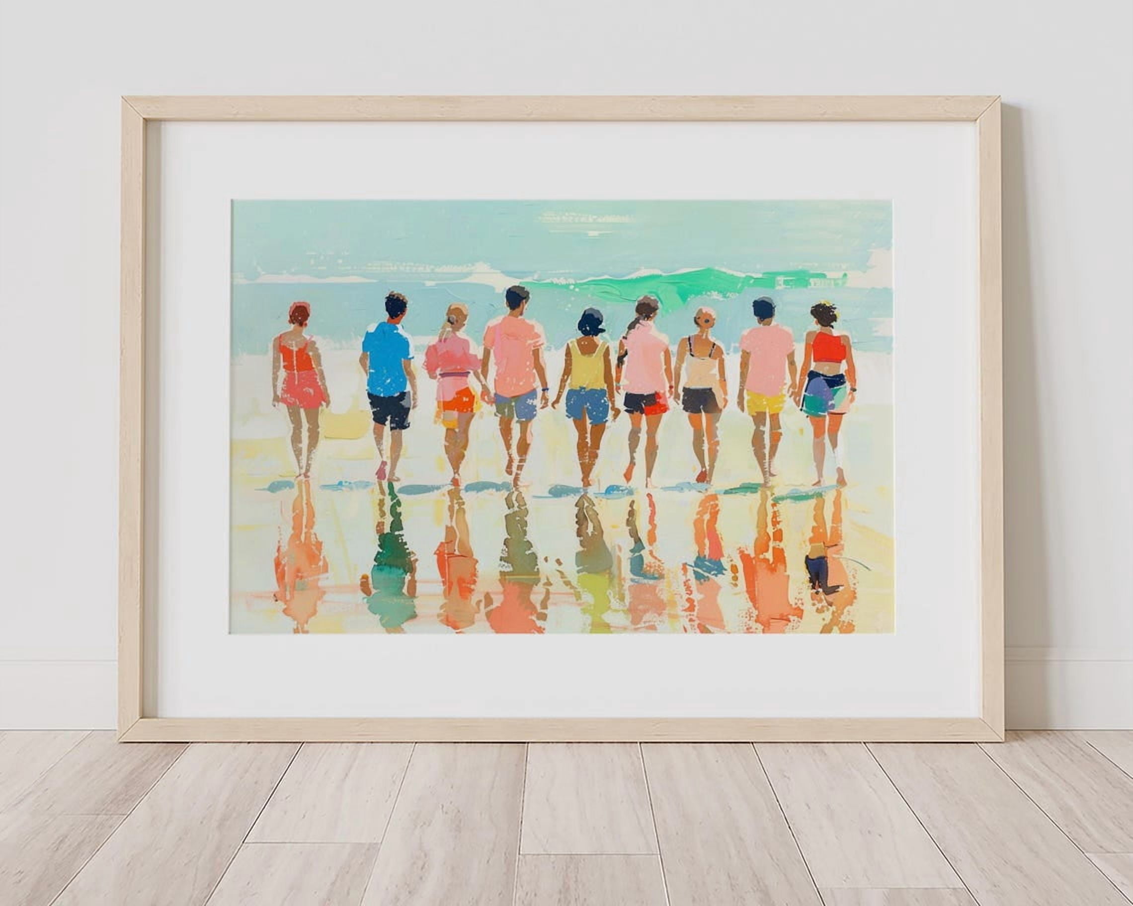 Spring Break Walk Kids Walking On Beach Pastel Coastal Fun Dorm Room ...