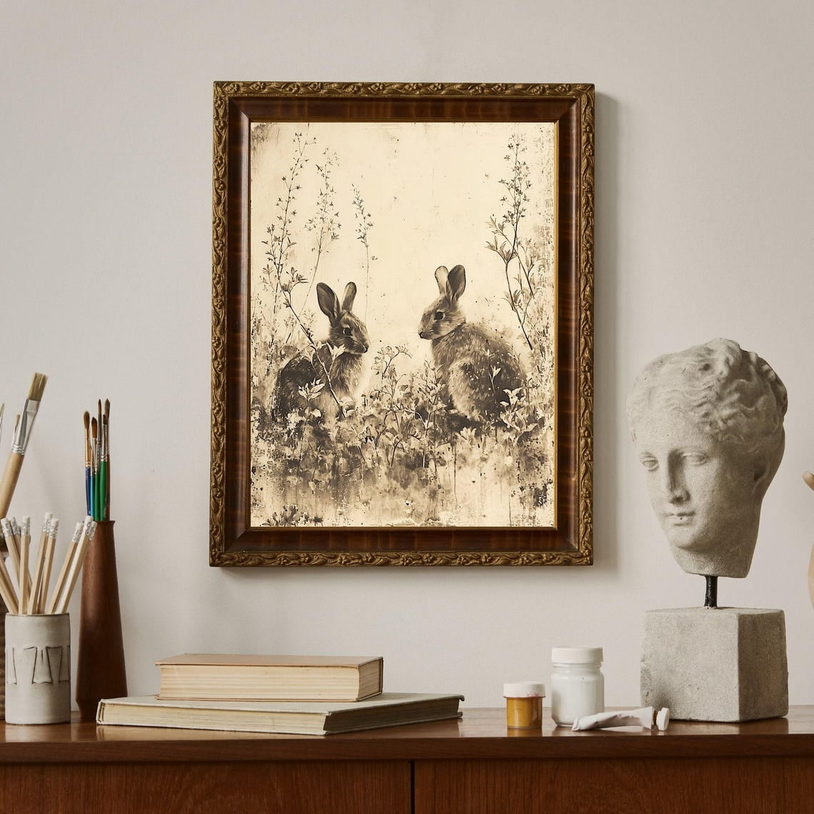 Spring Bunnies Poster Wall Art Print Vintage Classic Spring Bunny Decor ...