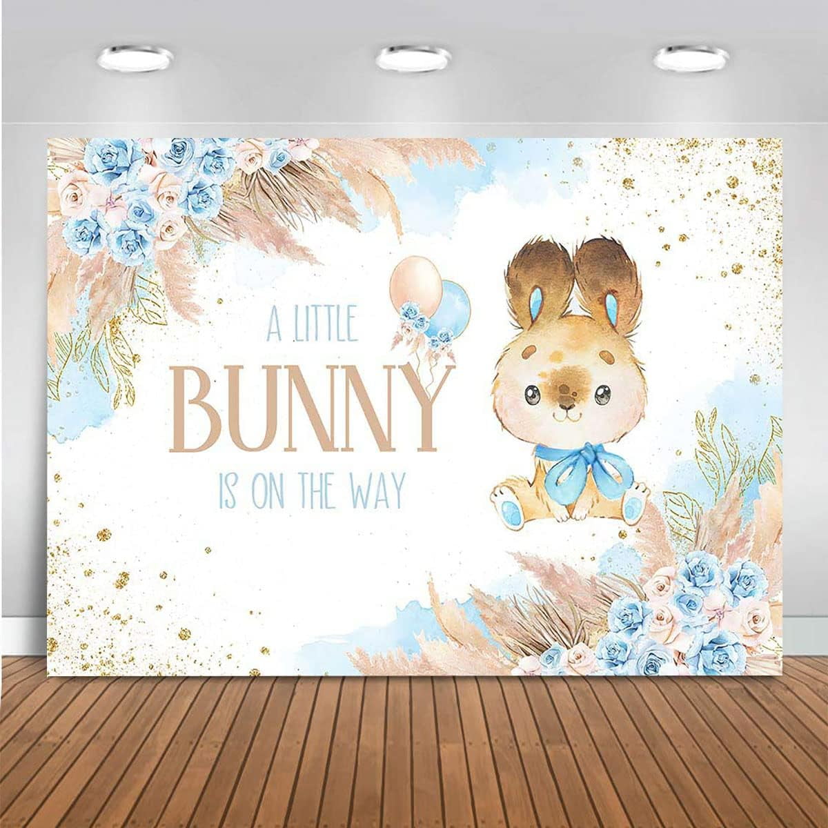 Spring Bunny Baby Shower Backdrop Happy Easter Theme A Little Bunny is On The Way Photography ...