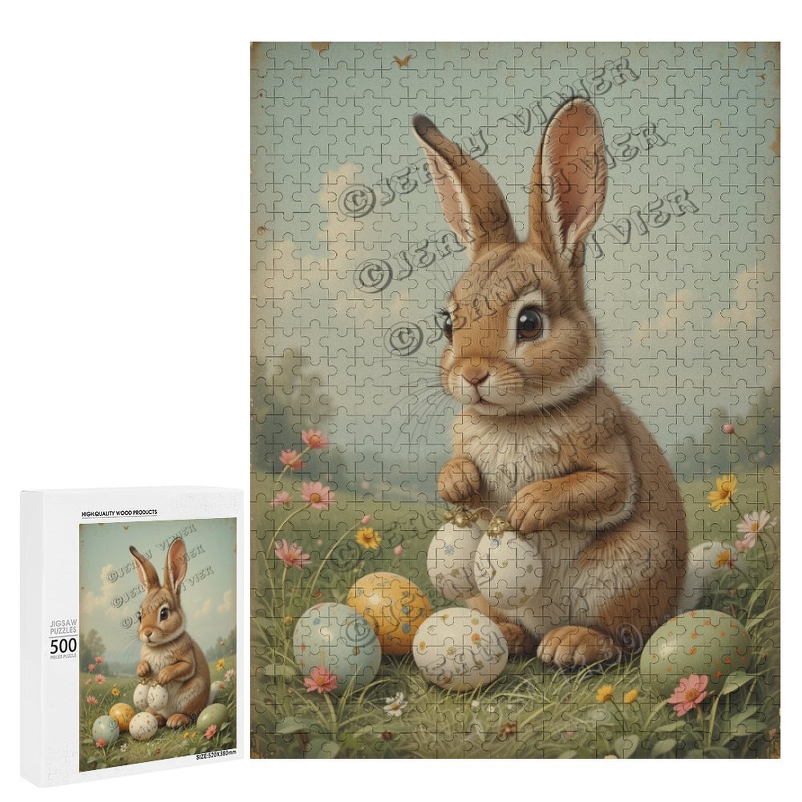 Spring Bunny Puzzle – 500 Piece Easter Jigsaw for Adults – Wooden ...