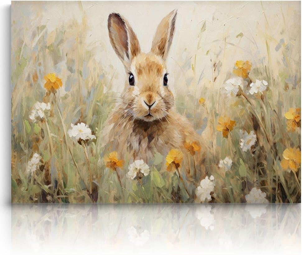 Spring Bunny Rabbit Wall Art Print Painting,Easter Canvas Wall Art for ...