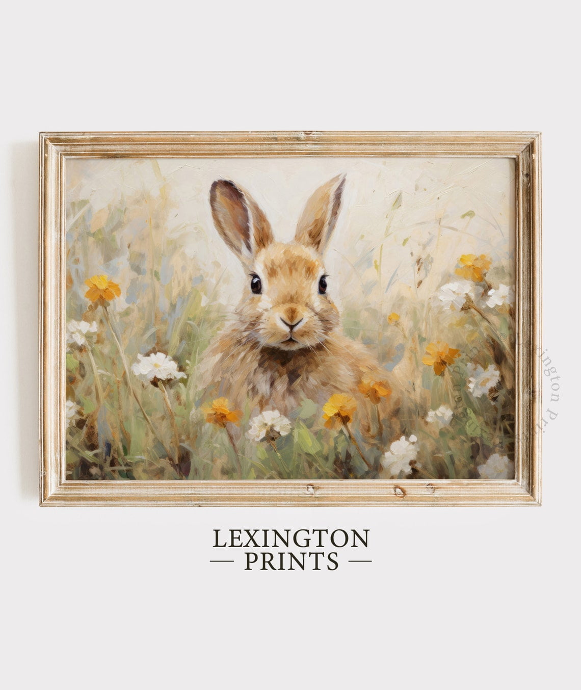 Spring Bunny Rabbit In Wildflower Field , Light Spring Decor, Vintage ...
