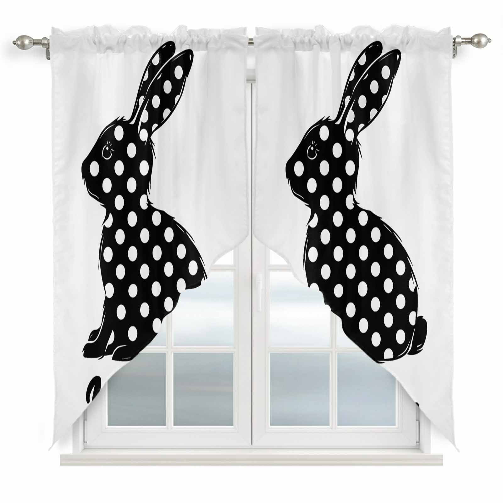 Spring Bunny Swag Curtains Easter Rabbit Polka Dot Watercolor Swag ...