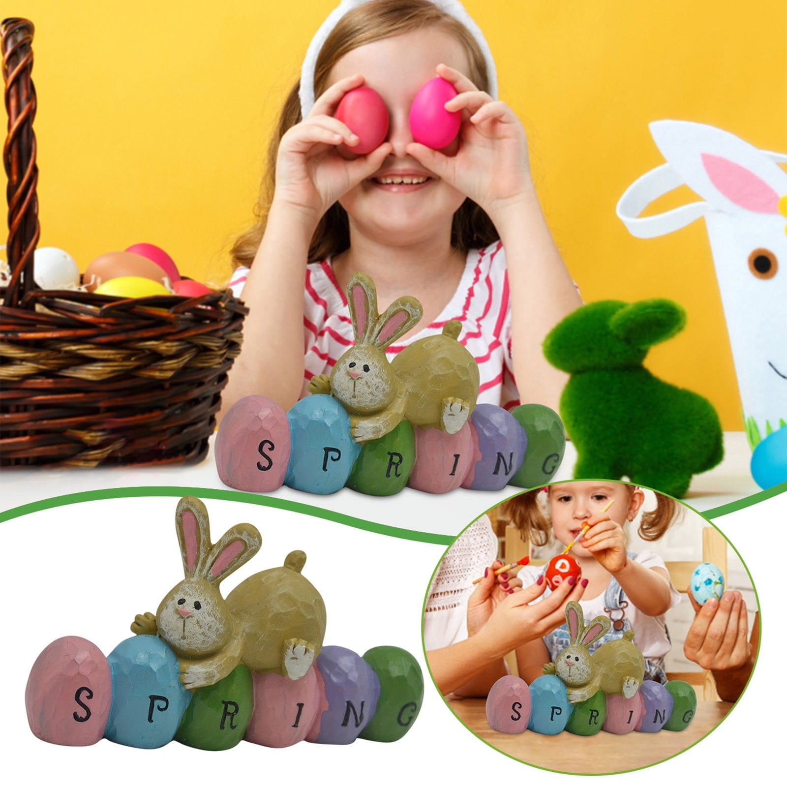 Spring Bunny Tabletopper Easter Decorations, Hand Painted With ...