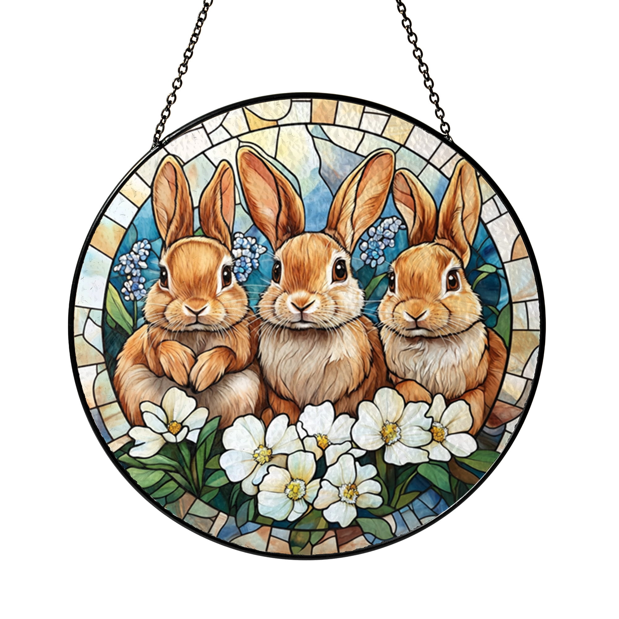 Spring Bunny Window Hanging – Stained Glass Style Garden Art - Walmart.com