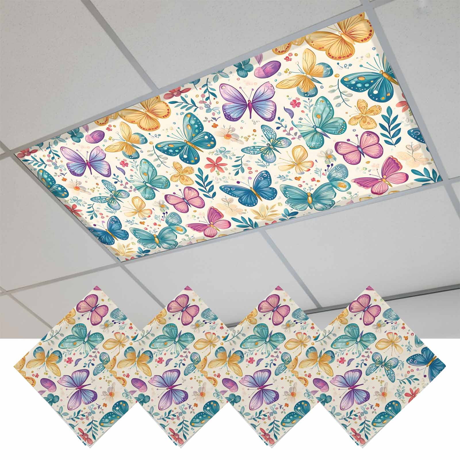 Spring Butterflies Fluorescent Light Covers, Summer Countryside Leaf ...
