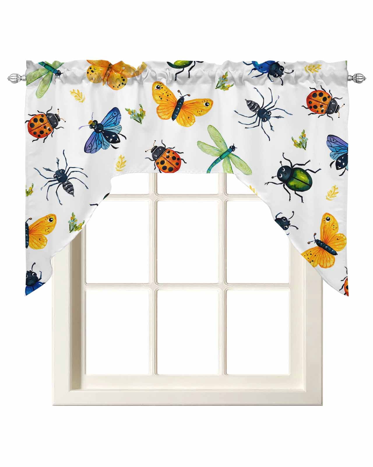 Spring Butterfly Dragonfly Swag Valances for Windows, Small Curtains ...
