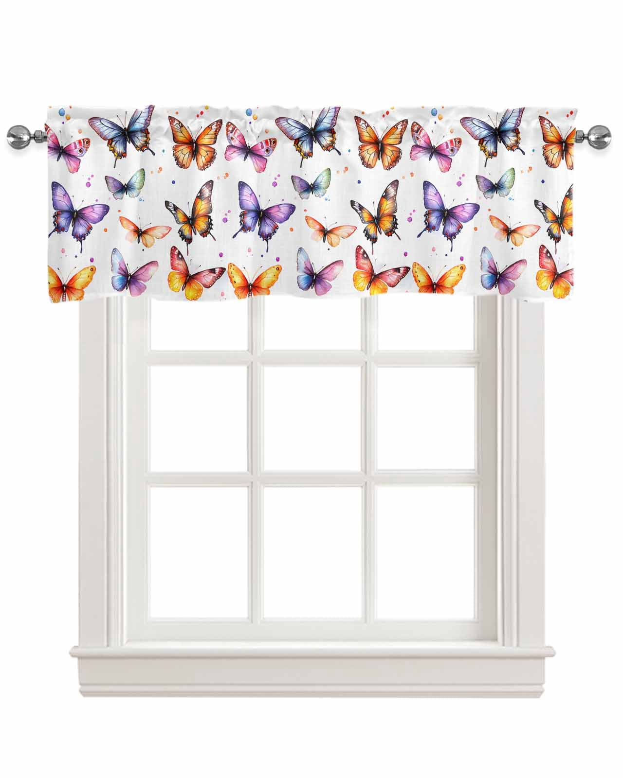 Spring Butterfly Kitchen Valances for Windows Farmhouse Linen Window ...