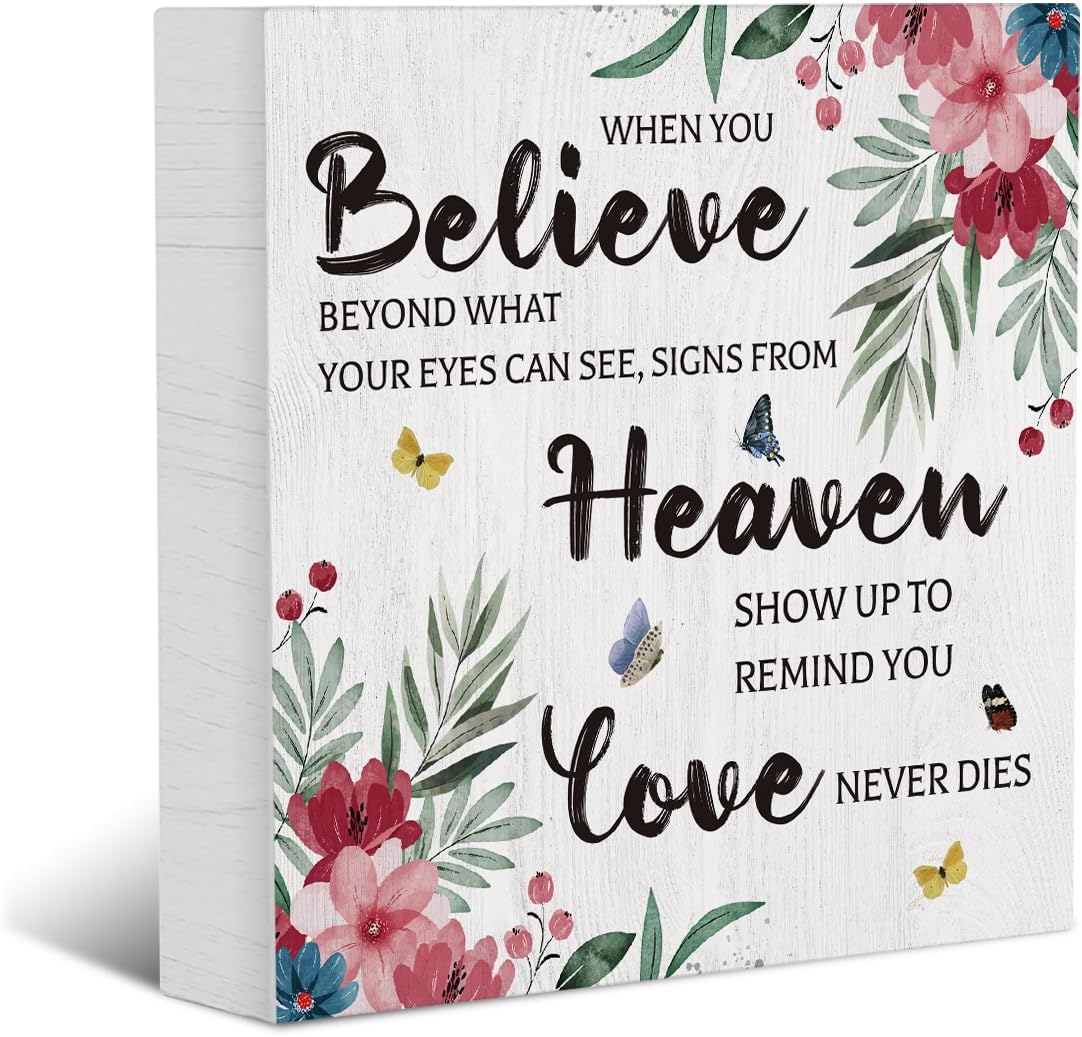 Spring Butterfly Wood Block Plaque Flowers Desk Decor Spring Decor ...