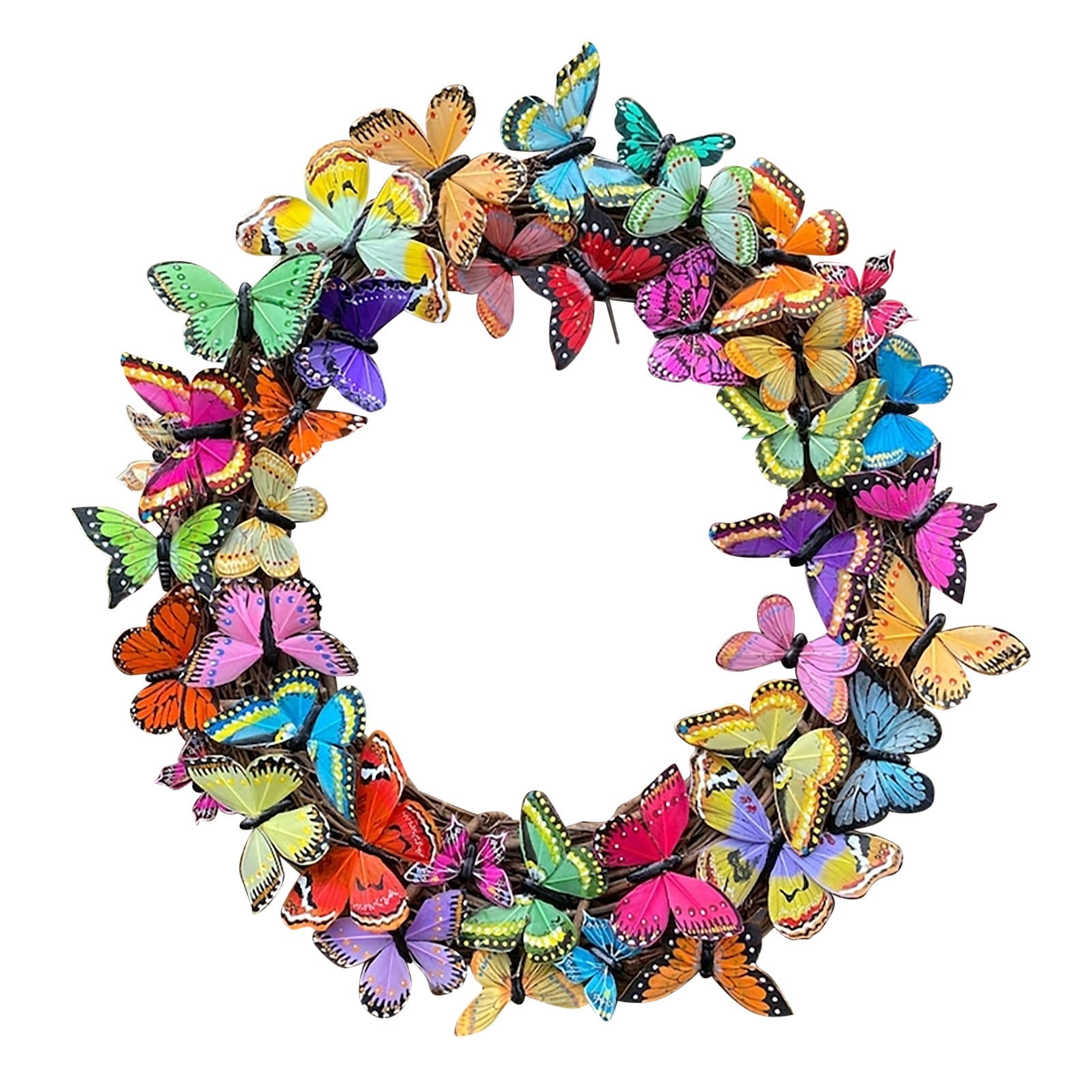Spring Butterfly Wreath 11.8" Front Door Decor, Colorful Flying ...