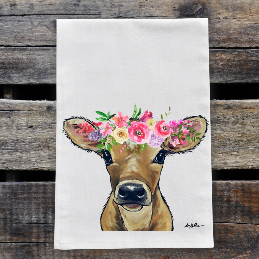 Spring Calf Cow Towel 'Bambi', Farmhouse Kitchen Decor - Walmart.com