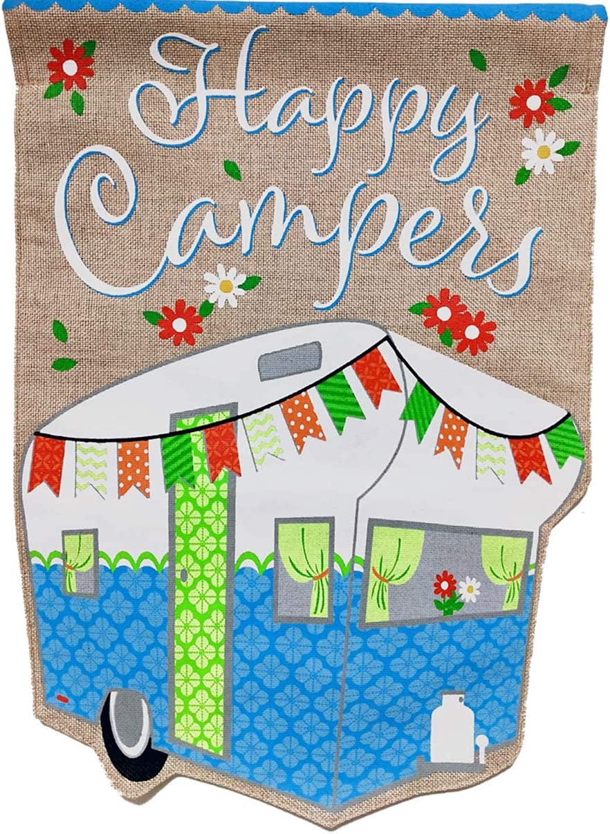 Spring Camper Burlap House Flag Camping 28" x 40" Lane - Walmart.com