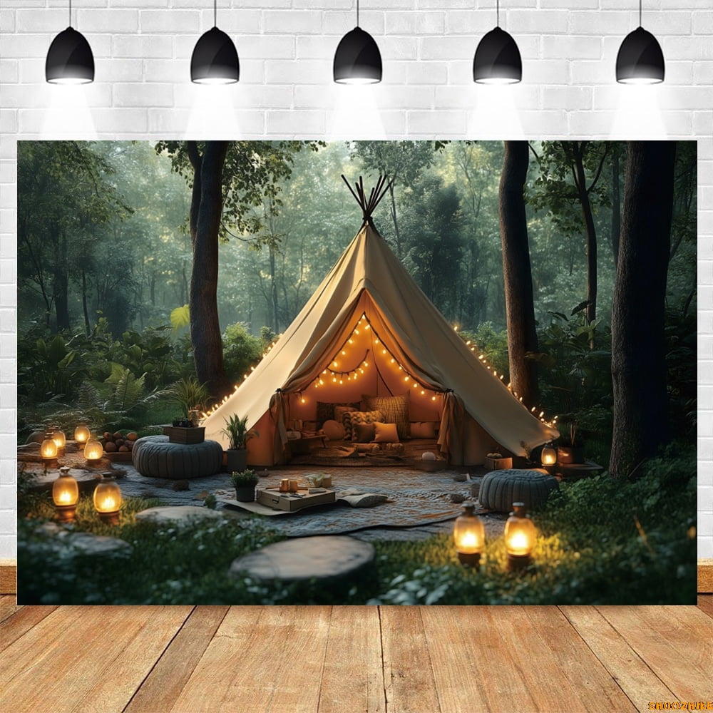 Spring Camping Forest Tt Backdrop for Phtography Outdoor Birthday Party ...