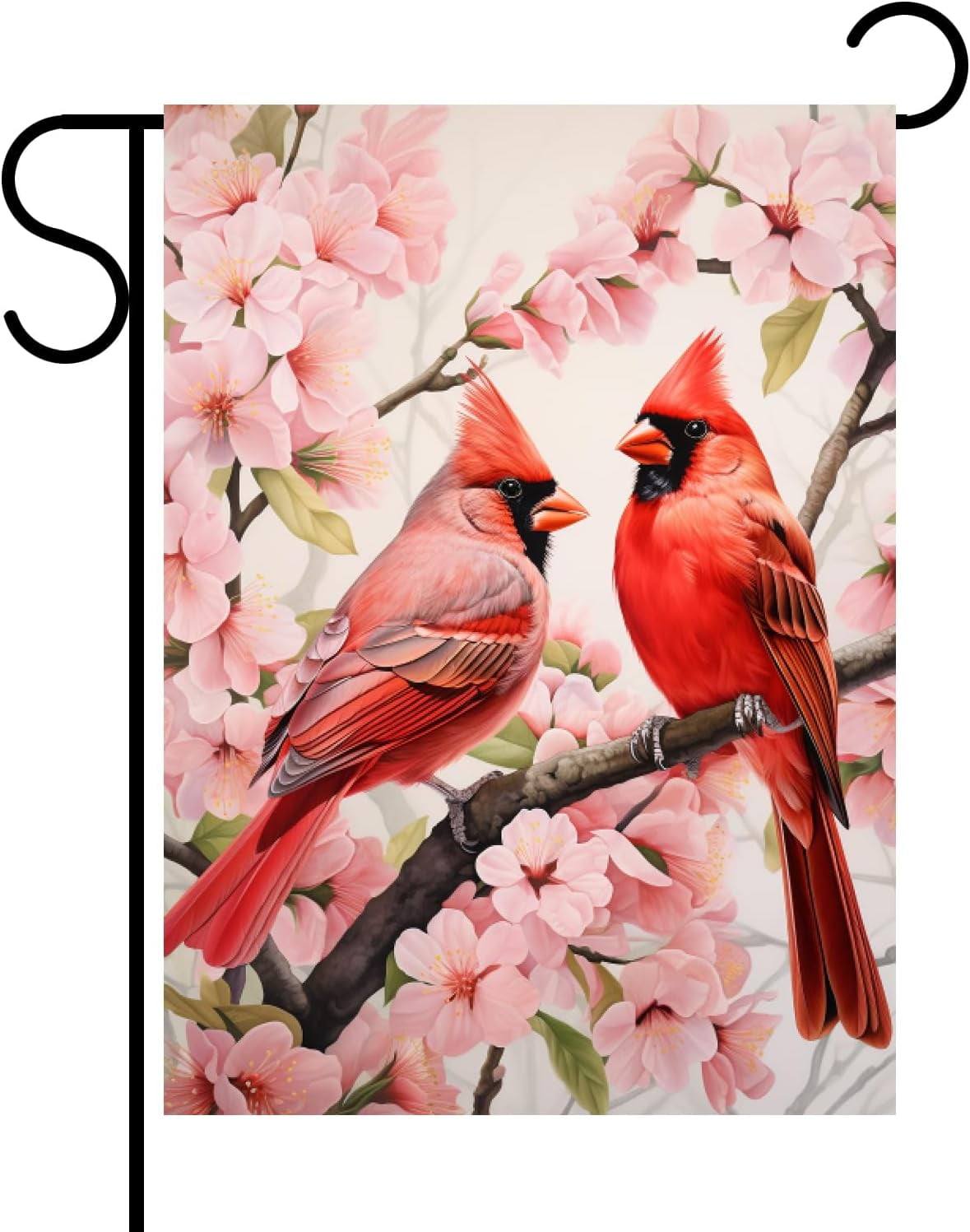 Spring Cardinal Flower Garden Flag Summer Cardinal Pair Pink Vertical ...
