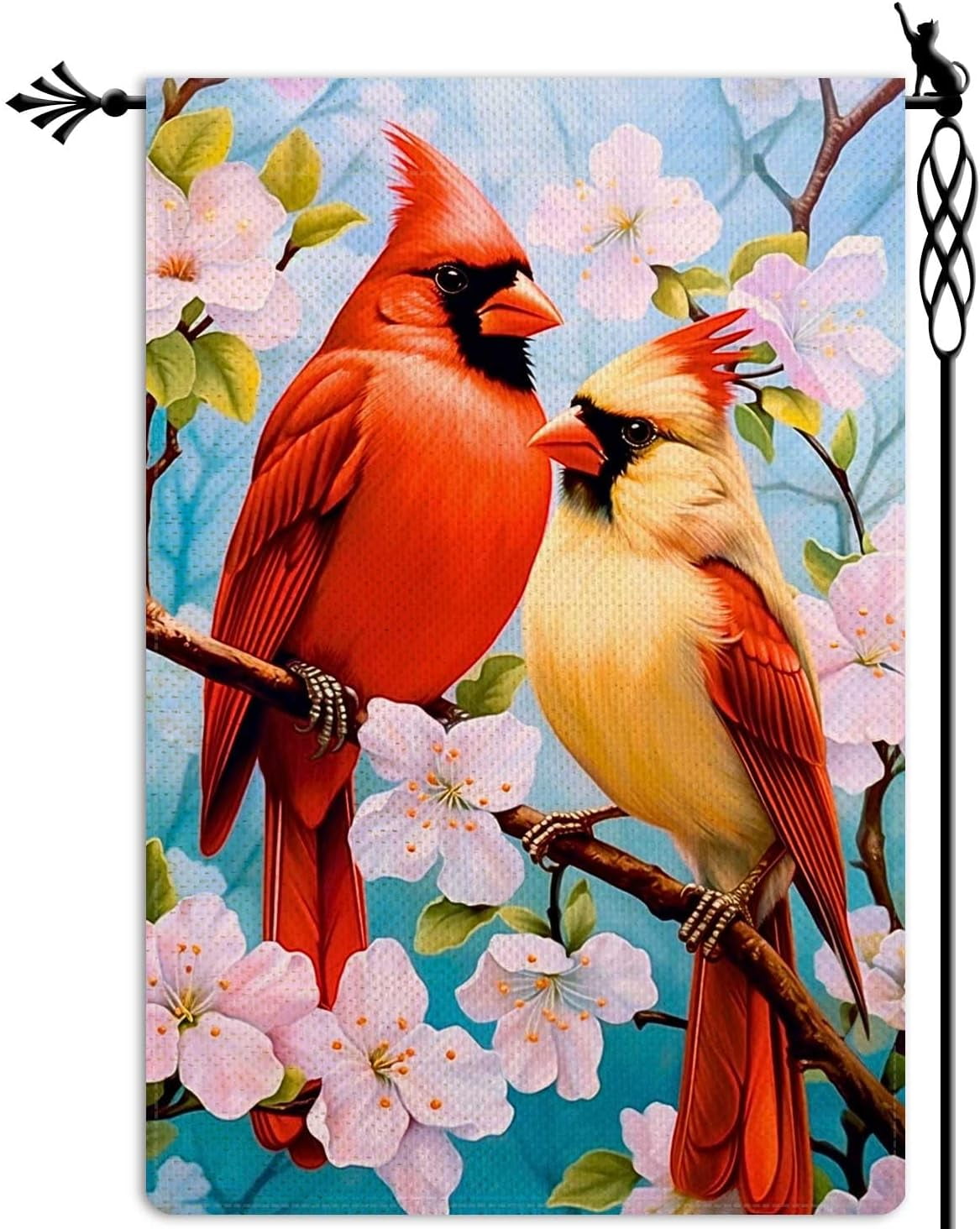 Spring Cardinals Garden Flag Cherry Blossoms Spring Summer Garden Flag ...