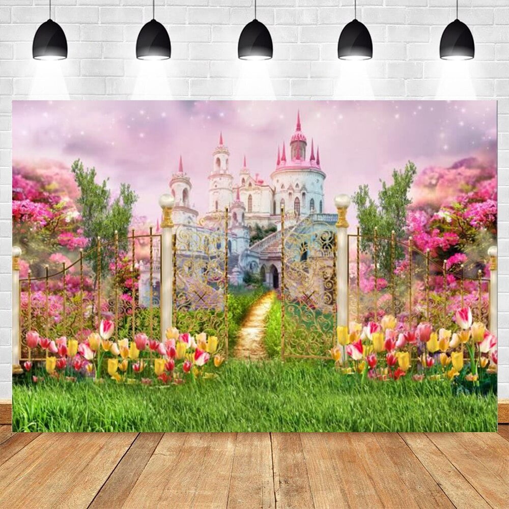 Spring Castle Floral Sea Tropical Forest Scene Photography Backdrop ...