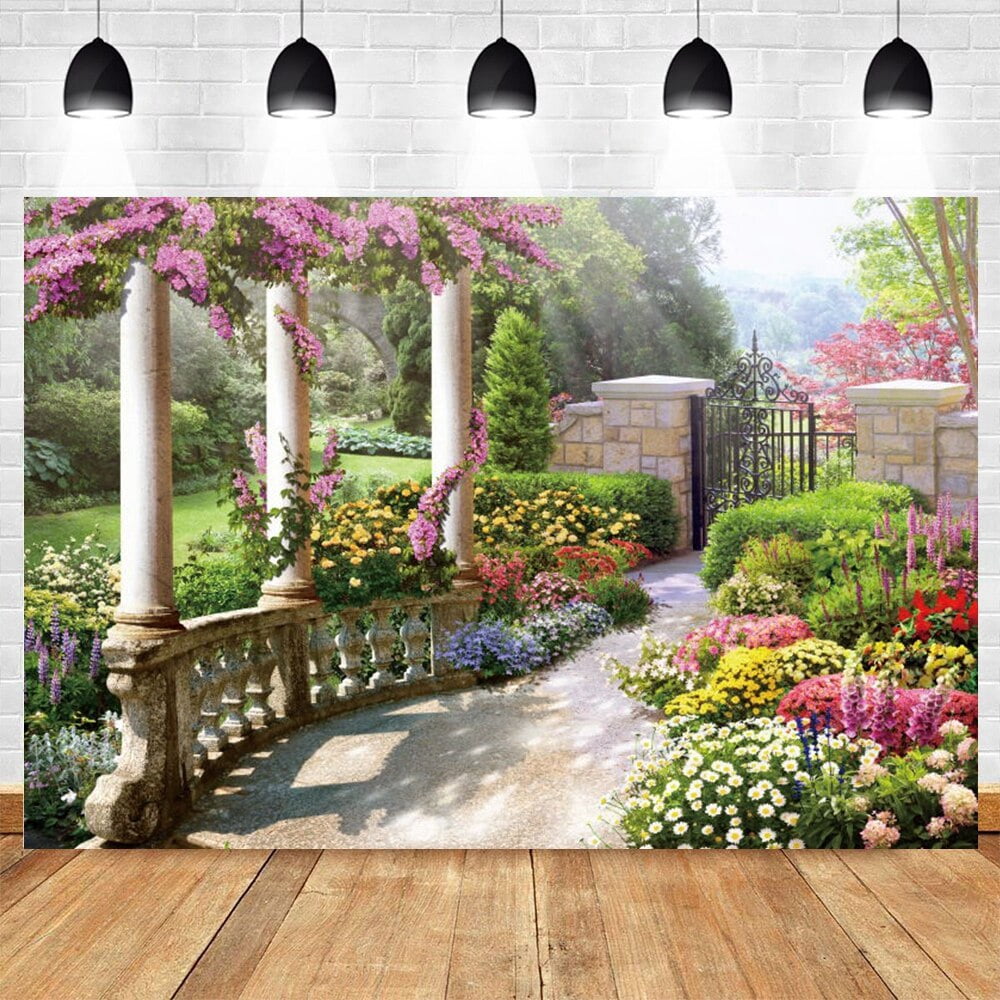 Spring Castle Floral Sea Tropical Forest Scene Photography Backdrop ...