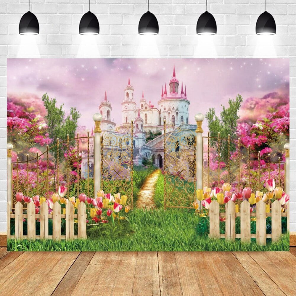 Spring Castle Floral Sea Tropical Forest Scene Photography Backdrop ...