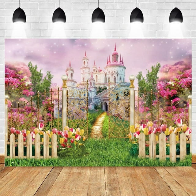 Spring Castle Floral Sea Tropical Forest Scene Photography Backdrop ...