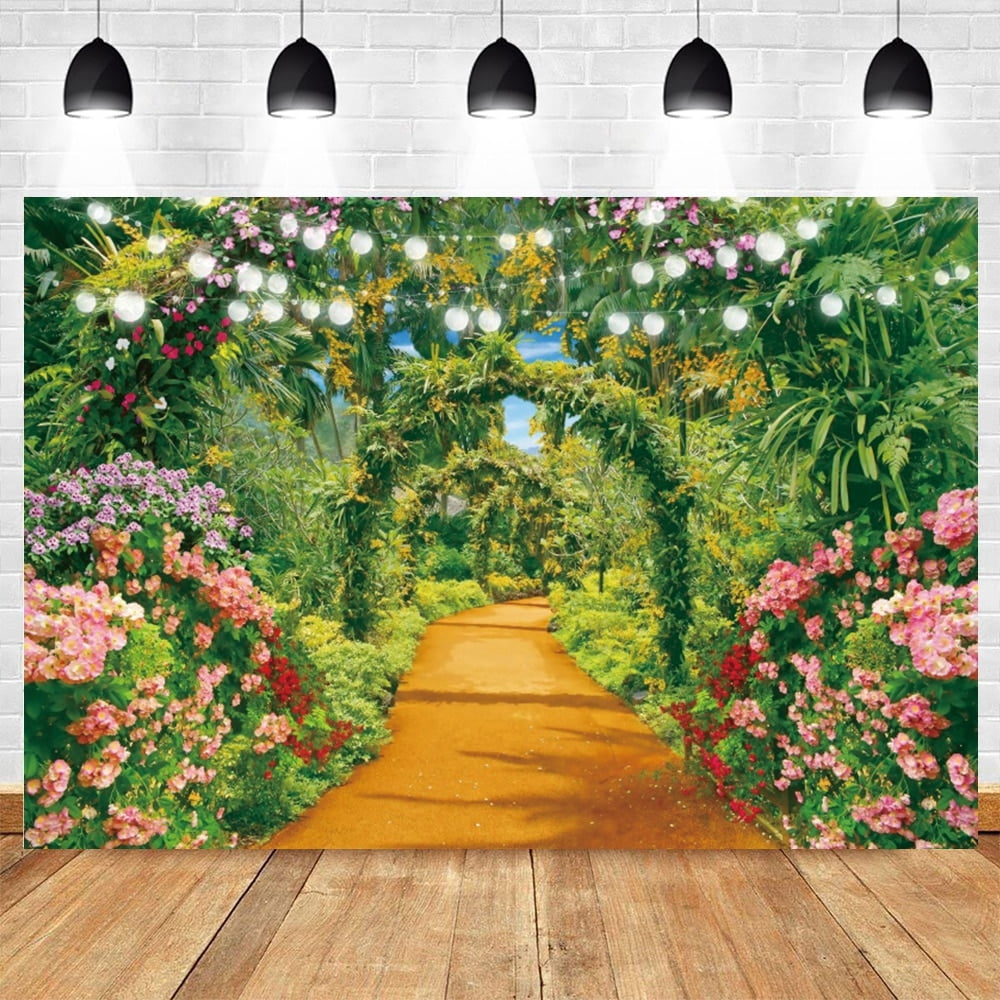 Spring Castle Floral Sea Tropical Forest Scene Photography Backdrop ...