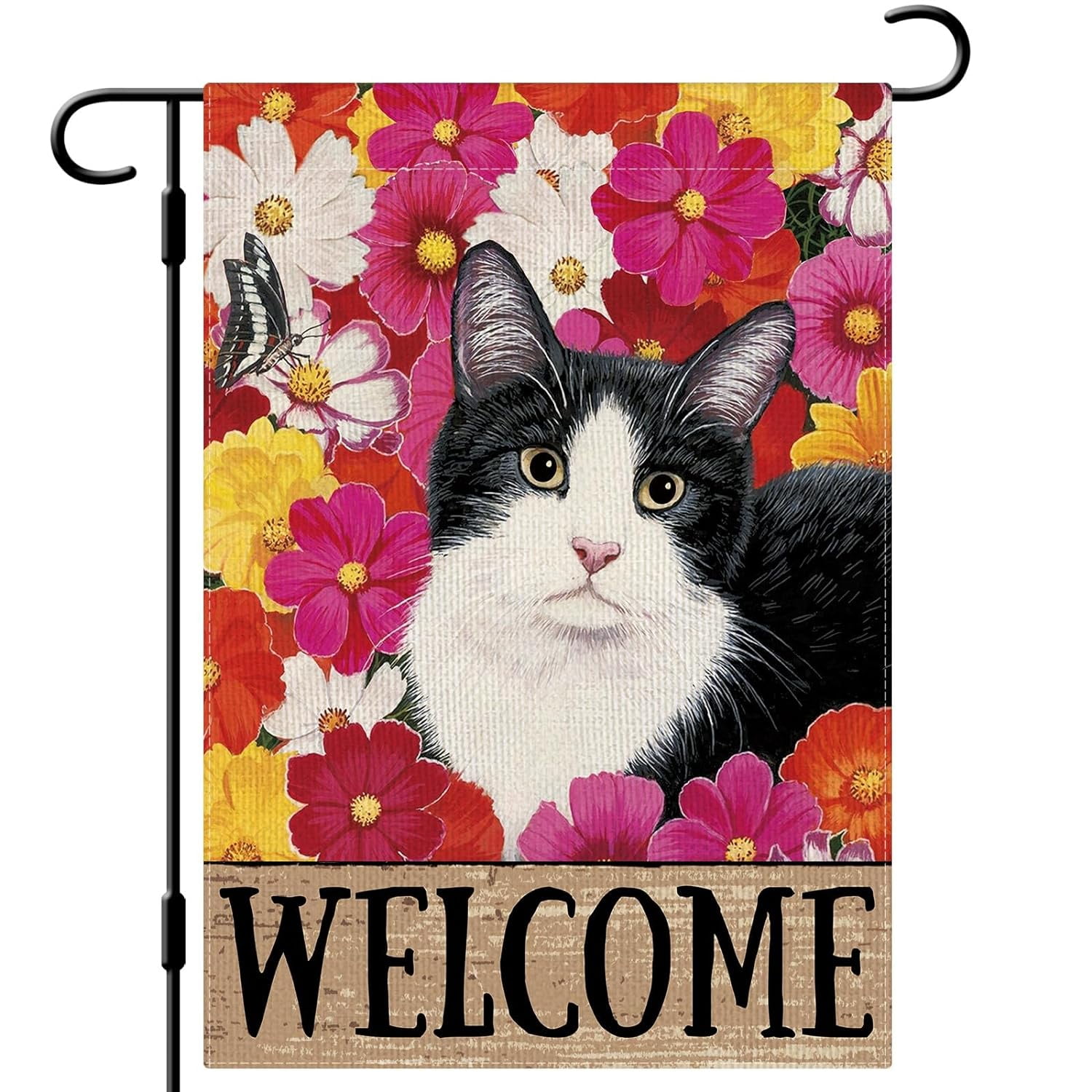 Spring Cat Garden Flag Floral Cat Garden Flag Double Sided Vertical ...