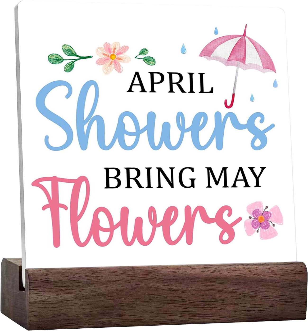 Spring Ceramic Desk Sign,Funny Spring Plaque Decor,April Showers Bring ...
