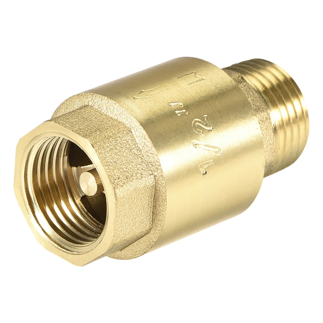 Spring Check Valve G1/2 Male to Female Thread Brass Vertical Prevent ...